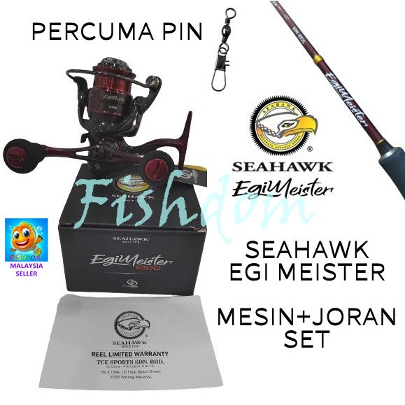 FISHDOM 2024 SEAHAWK EGI MEISTER COMBO SET EGING ROD SET EGING REEL EGING ROD FISIHING SET ...