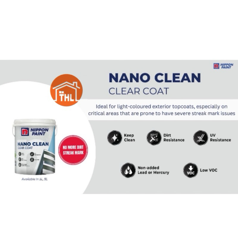 Nippon Nano Clear Coat 1L / 5L # for indoor & outdoor wall | Shopee Malaysia