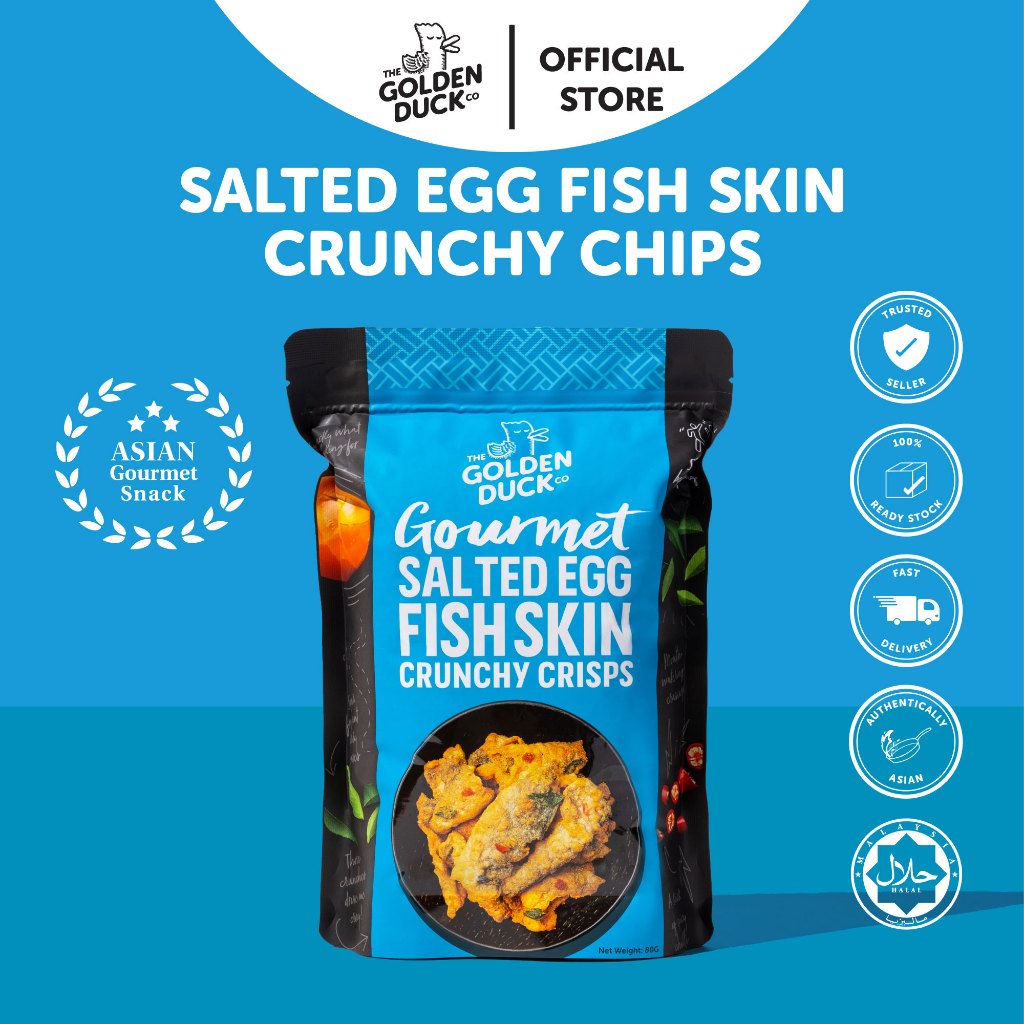 The Golden Duck Salted Egg Fish Skin Crunchy Crisps Snacks | Shopee ...