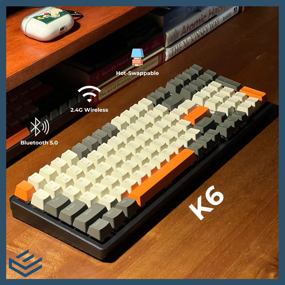 K6 Bluetooth + Wireless Mechanical Keyboard Hot-Swappable Tri-Mode ...