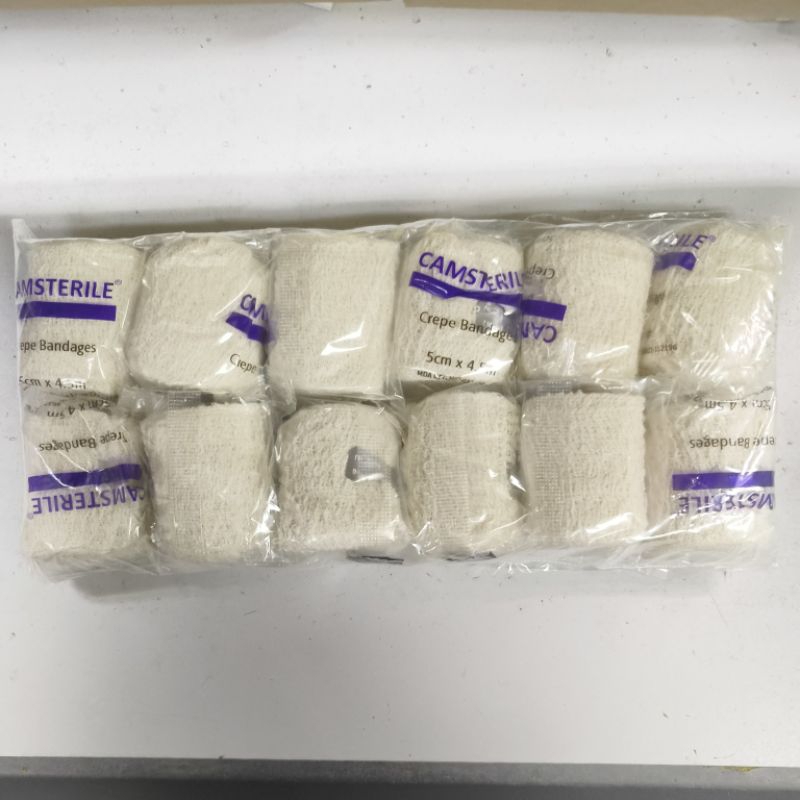12ROLLS Camsterile Crepe Bandage 5cm X 4.5M Cotton Crepe Bandage (5cm x ...