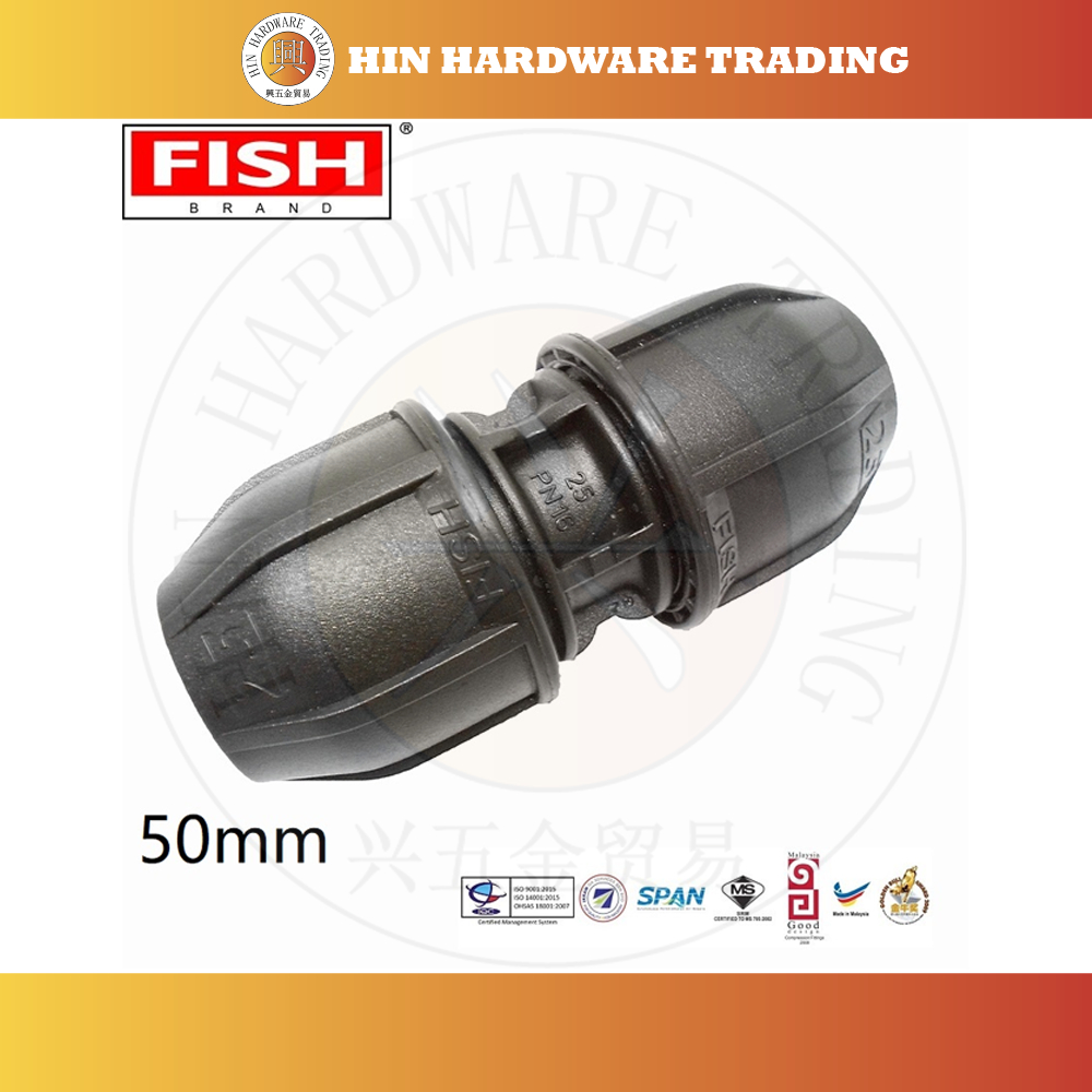 Brand Fish PP Push Fit PolyPropylene PN16 Compression Fittings 50mm ...