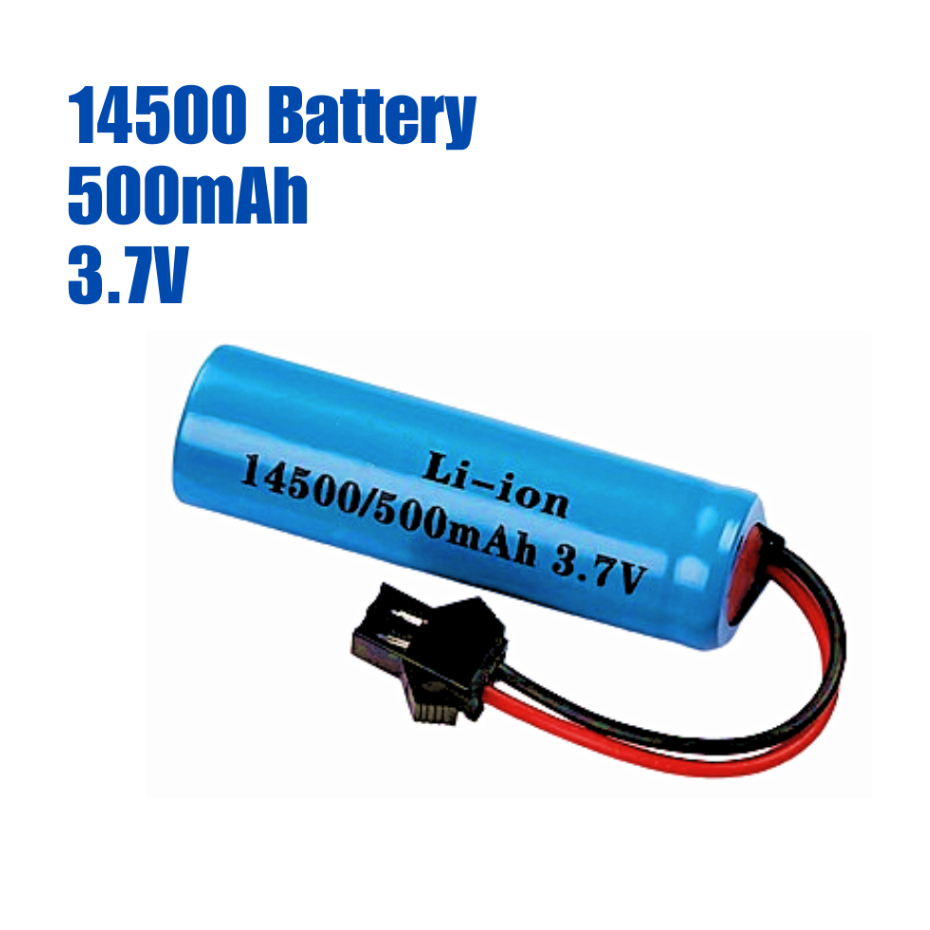 Toysbay 14500 500mah 3.7V Rechargeable Li-Ion Cylindrical Lithium Battery 500mAh JST-SM 2-Pin ...
