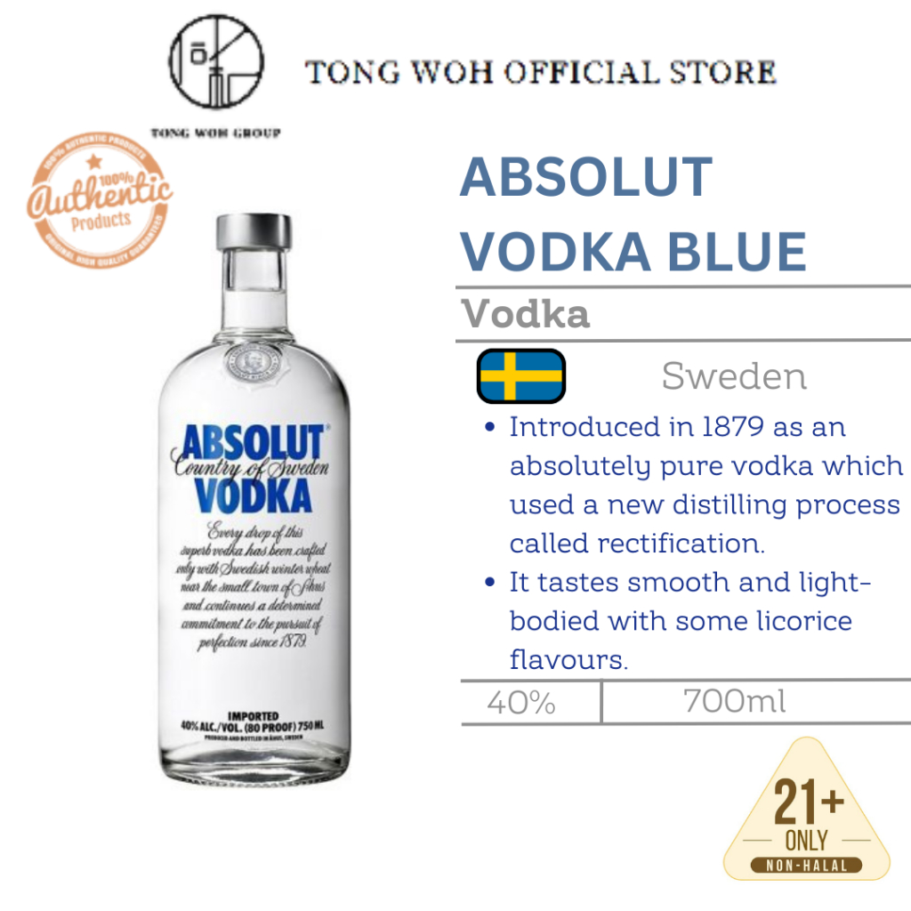Absolut Blue Vodka (700ml) [Buy 2 Bottles Free Absolut Beach Towel ...