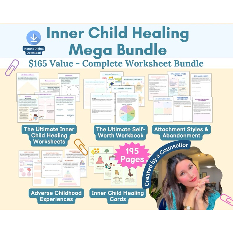 Inner Child Healing Worksheet Bundle, childhood trauma workbook ...