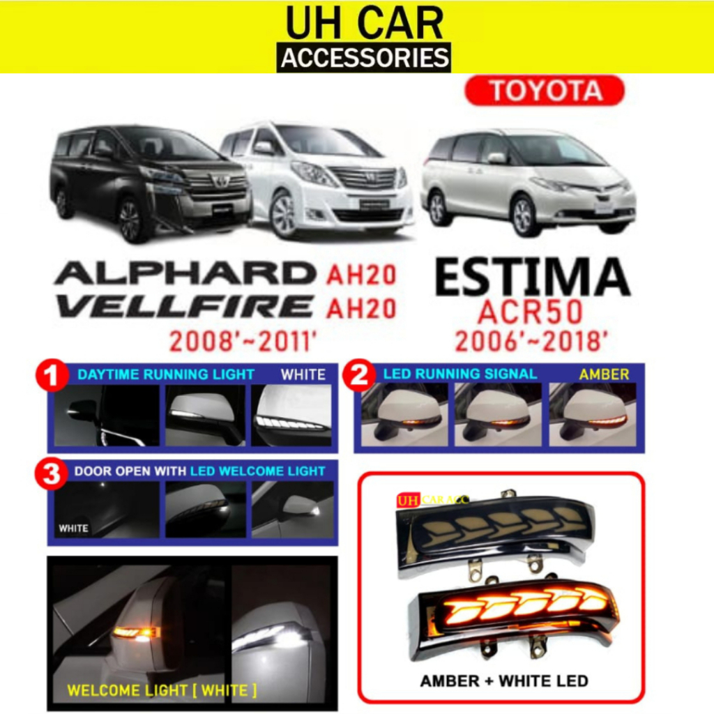 Toyota ALPHARD VELLFIRE ESTIMA Dragon Scale Side Mirror Smoke Led With ...