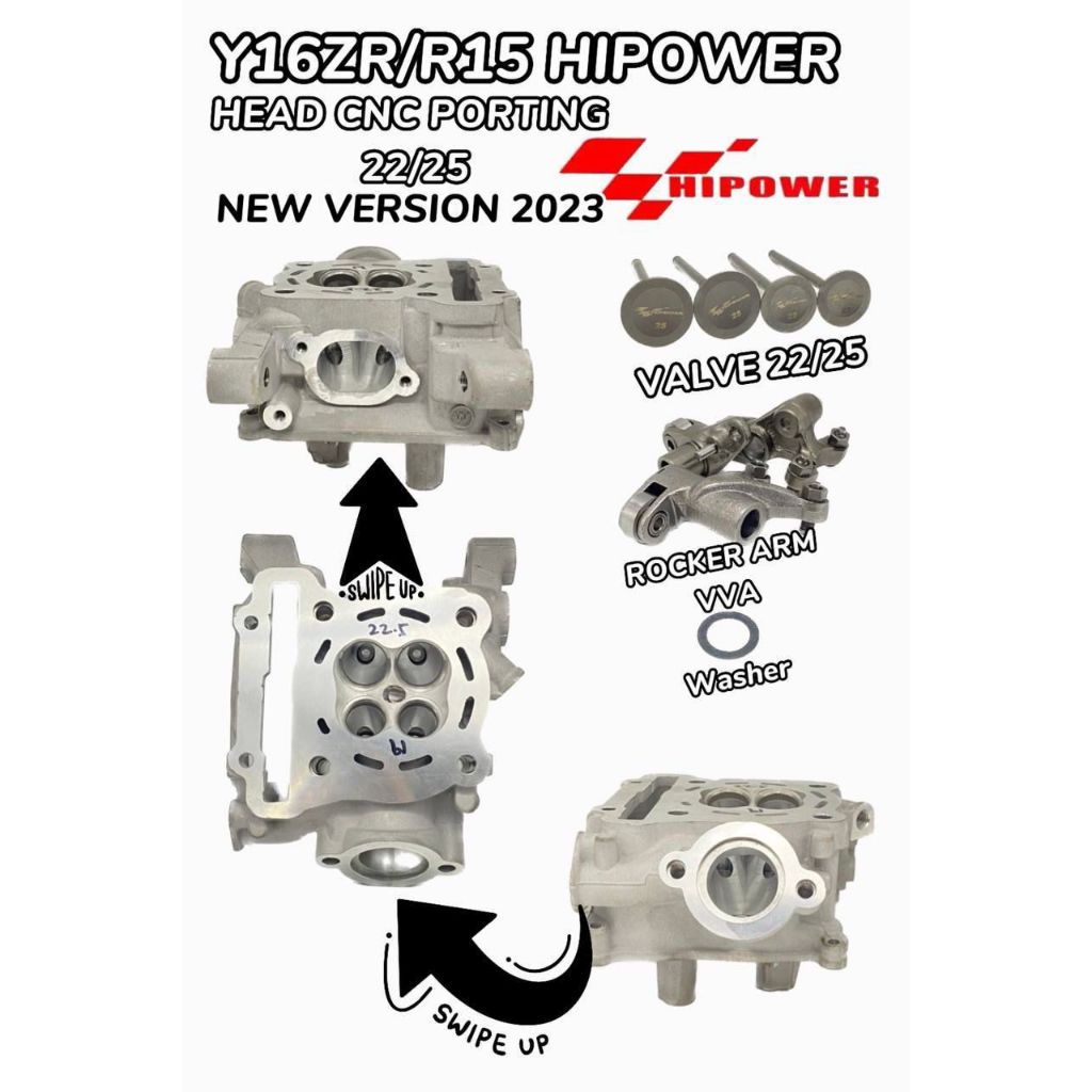 Y16 / MT15 / R15 / NVX155 Hipower Hi power racing CNC PORTING HEAD 22/ ...