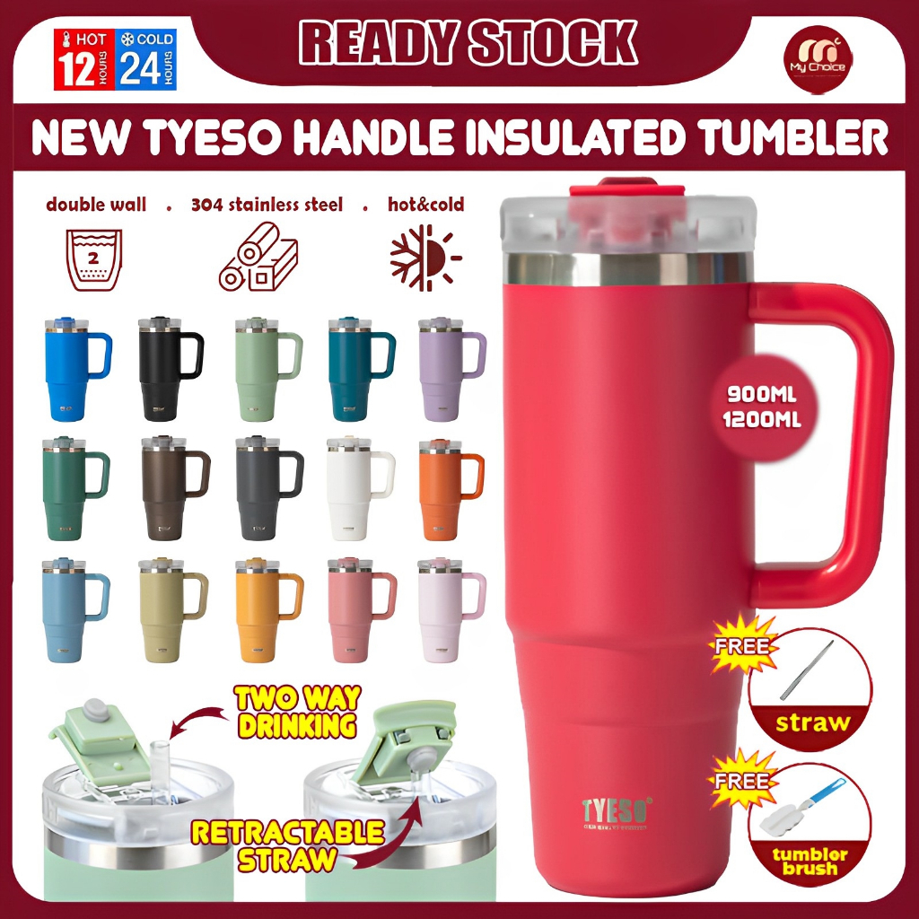Tyeso Tumbler With Pemegang Handle Design 900ml/1200ml Stainless Steel ...