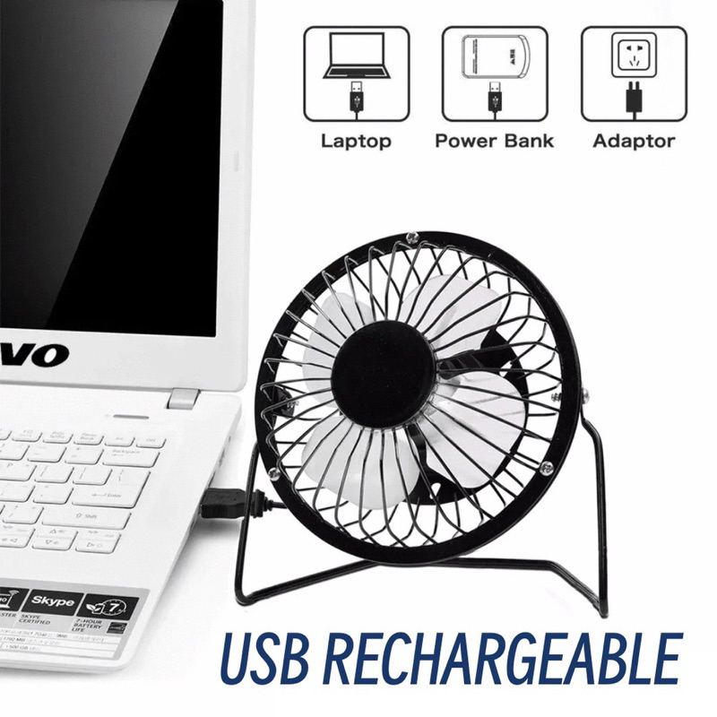 EcoSport Mini USB Metal Fan Camping Fan 4 Inch Super Cooling Extra ...