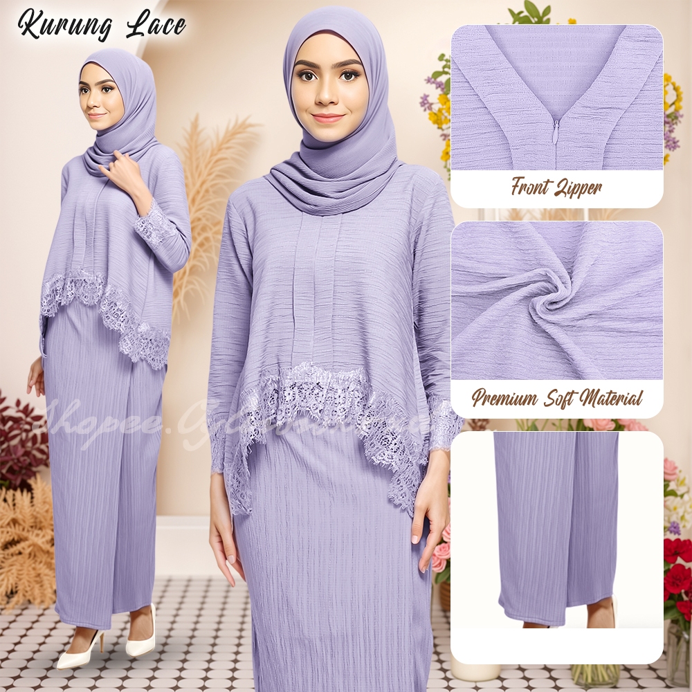 Lilac Purple Kurung Baju Raya 2025 Kebaya Lace Bali Tanpa | Kebaya Bali | Baju KEBAYA BAJU ...