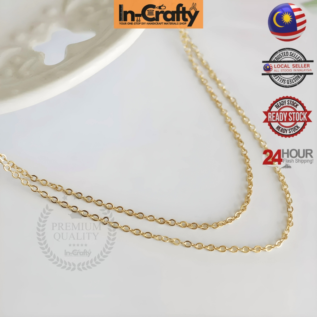 IN-CRAFTY / 14K Gold Chain Rantai Emas DIY / Tarnish Resistant O-Shape ...