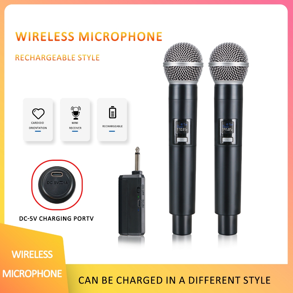UHF Wireless Microphone Transmitter Receiver System Universal Handheld ...