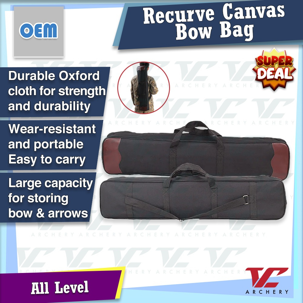 V Club Archery Canvas Recurve Bow Bag - 2 Large Compartments - Hand ...