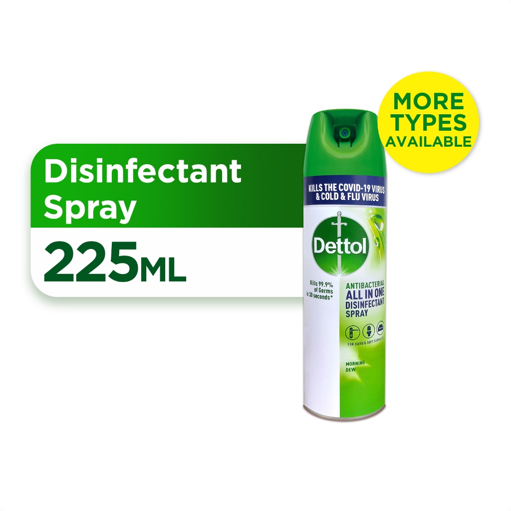 Dettol Antibacterial Disinfectant Spray 225ml (Morning Dew/Crisp Breeze ...