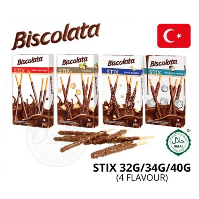 Biscolata Stix Biscuit (Milky Chocolate/ Coconut/ Crispy Rice/ Hazelnut ...