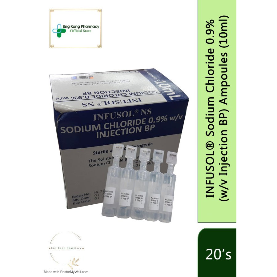 INFUSOL® SODIUM CHLORIDE 0.9% w/v INJECTION BP 10ML X 20 AMPOULES ...