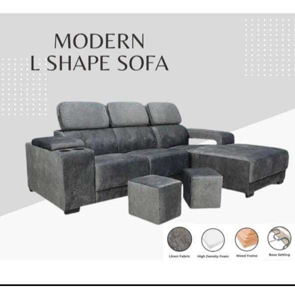 (Pre Order)Best Deal L shape Fabric Sofa/L shape Sofa with Stool ...