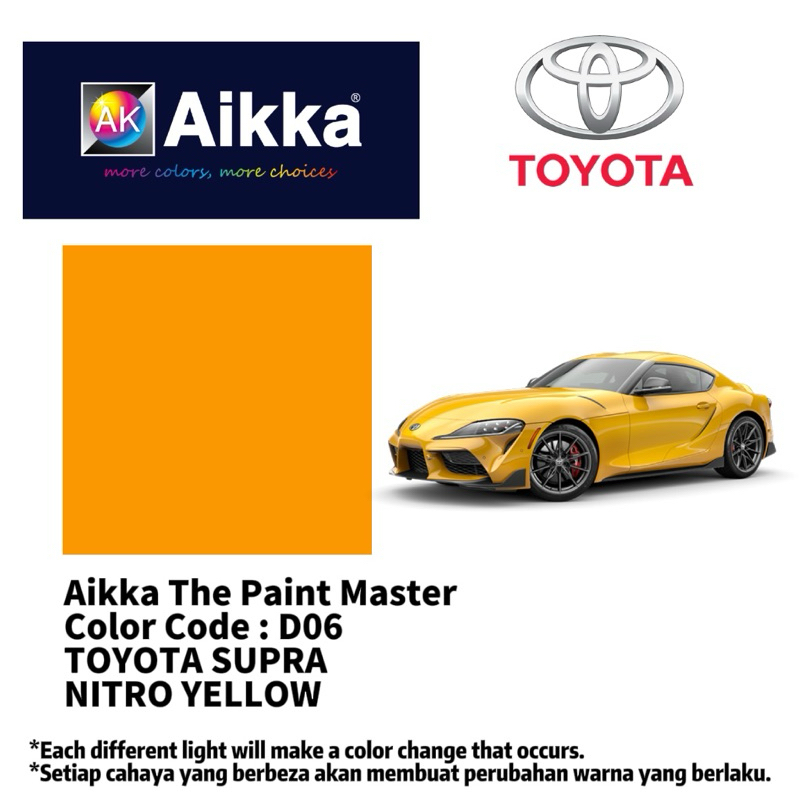 AIKKA TOYOTA D06 / NITRO YELLOW / 2K PAINT / CAR AND MOTOR / DIY COLOR ...
