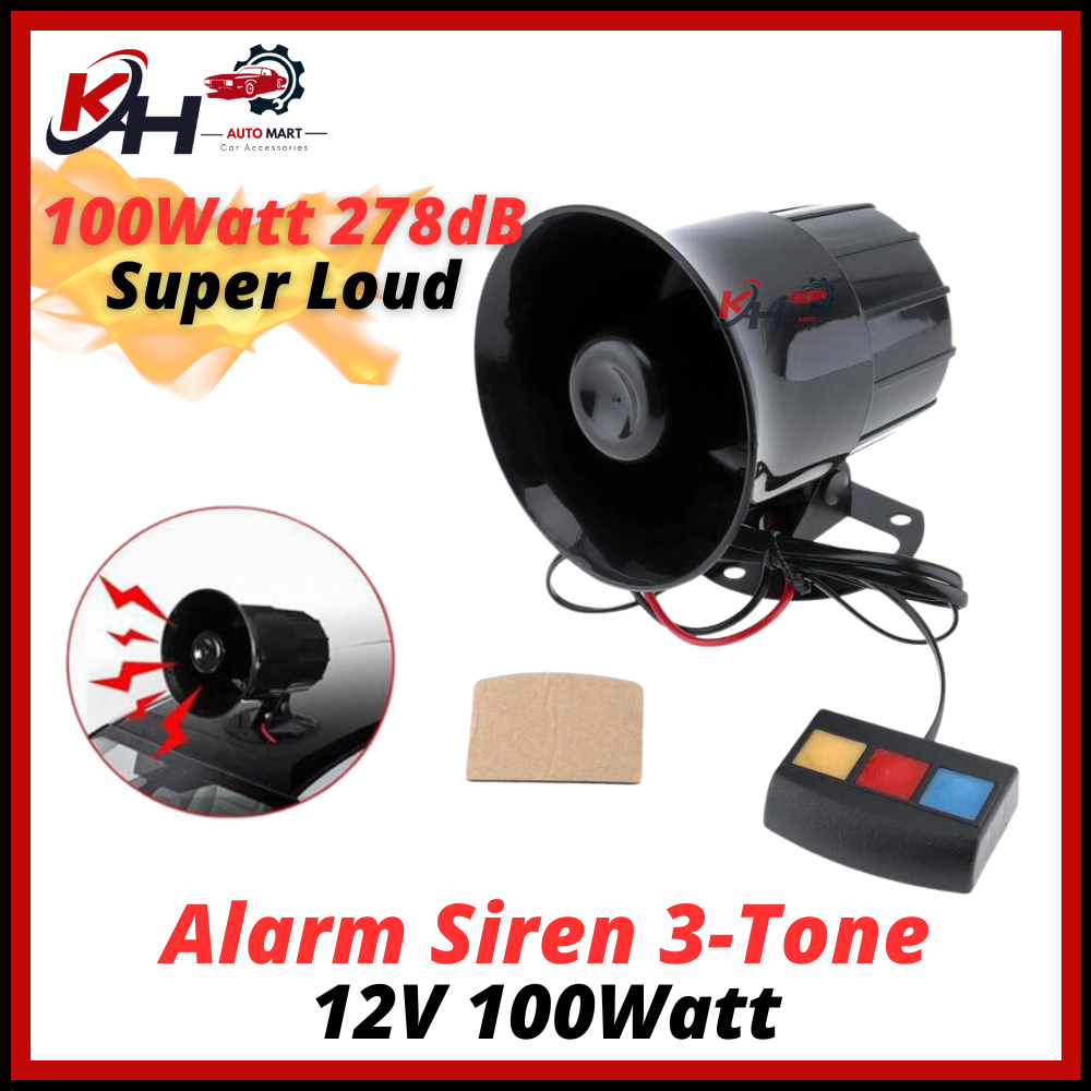 SUPER LOUD 12V 100W Siren BOMBA POLICE AMBULAN Security Alarm Bunyi ...