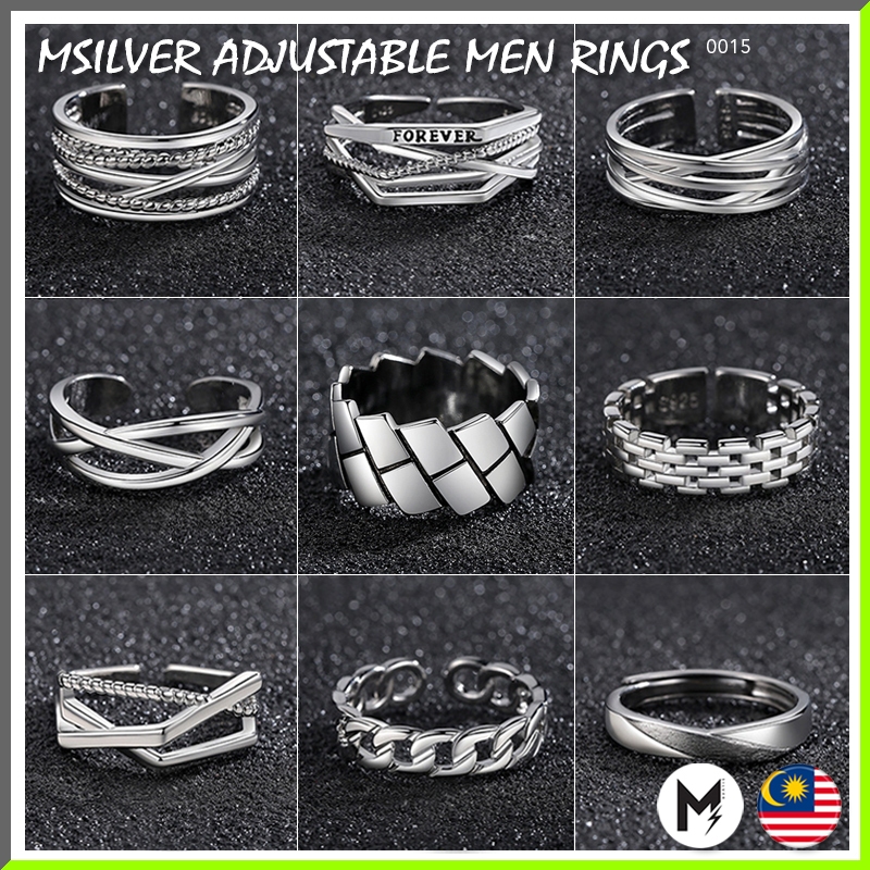 M.Silver Official Adjustable Men Rings S925 Silver Ring Fashion ...