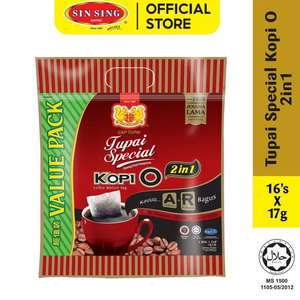 CAP TUPAI Melaka Special Kopi O Bag 2 in 1 B21(16's X 17g) (Arabica ...