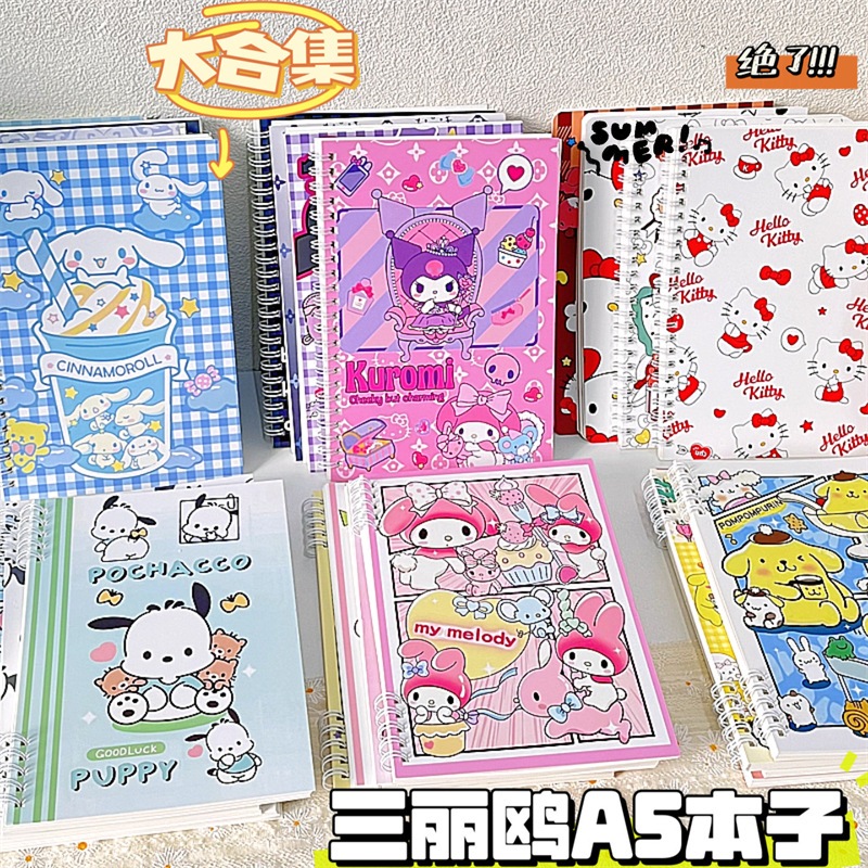 4book /60papers Student A5 Sanrio notebook 三丽鸥系列A5笔记本卡通线圈本 | Shopee ...