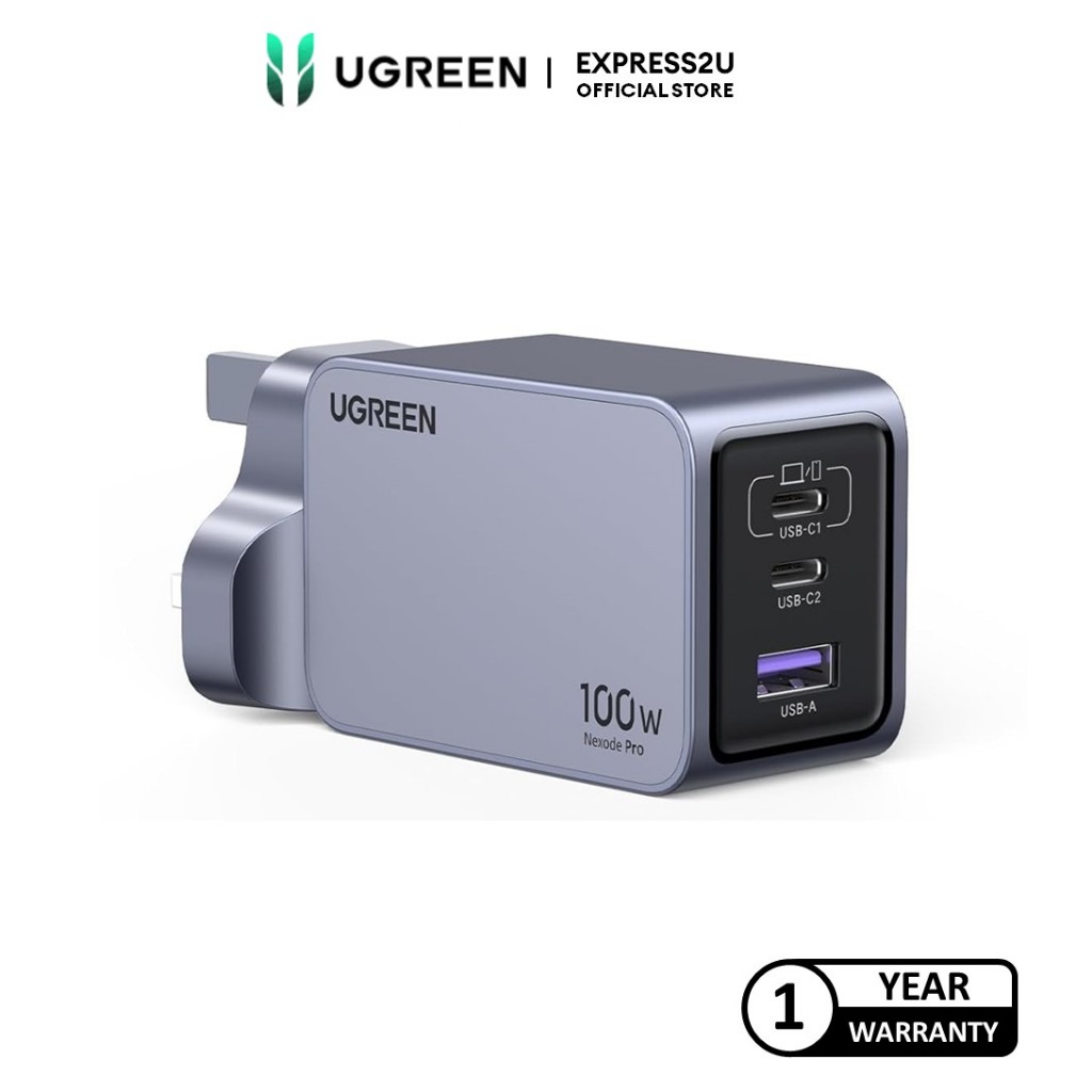 UGREEN NEXODE PRO 100W 2C1A GAN FAST CHARGER + USB-C TO USB-C CABLE ...
