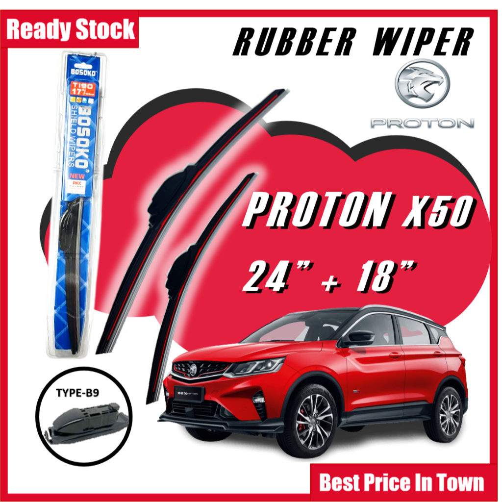 Rubber Hybrid Car Wiper Windshied For PROTON X50 2020-2022 Wiper Kereta ...