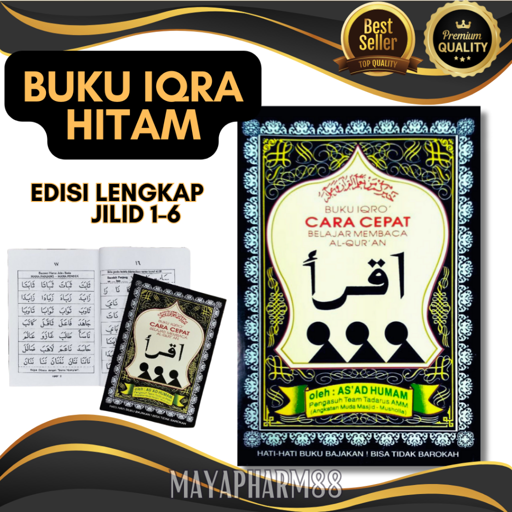 IQRA' HITAM Edisi Lengkap 1-6: Cara Cepat Belajar Membaca Al-Quran ...