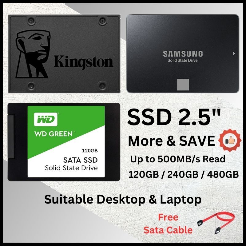[Local Stock] Used SSD 2.5" 120GB 240GB 480GB Desktop Laptop Internal Solid State Drive | Shopee ...