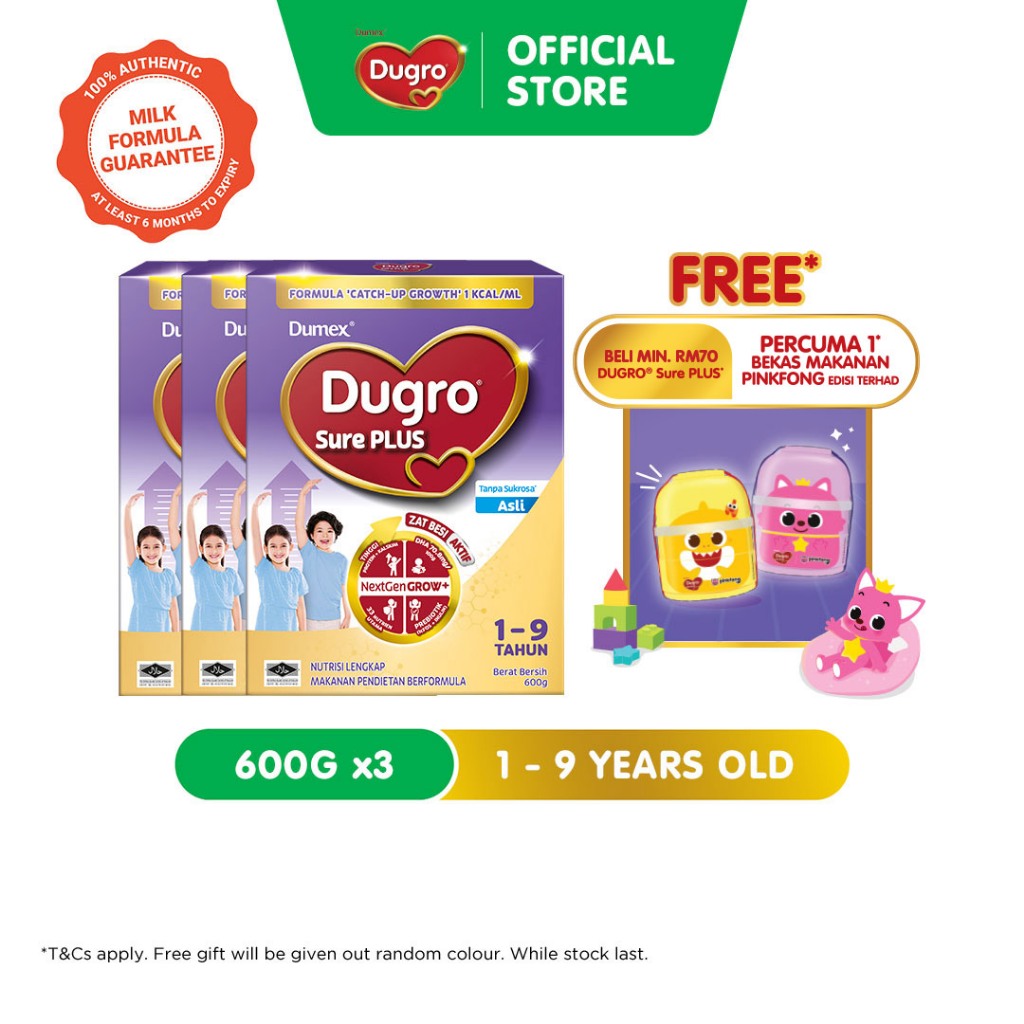 Dumex Dugro Sure Plus Tailored Nutrition Milk Formula 1-9 years (600g x ...