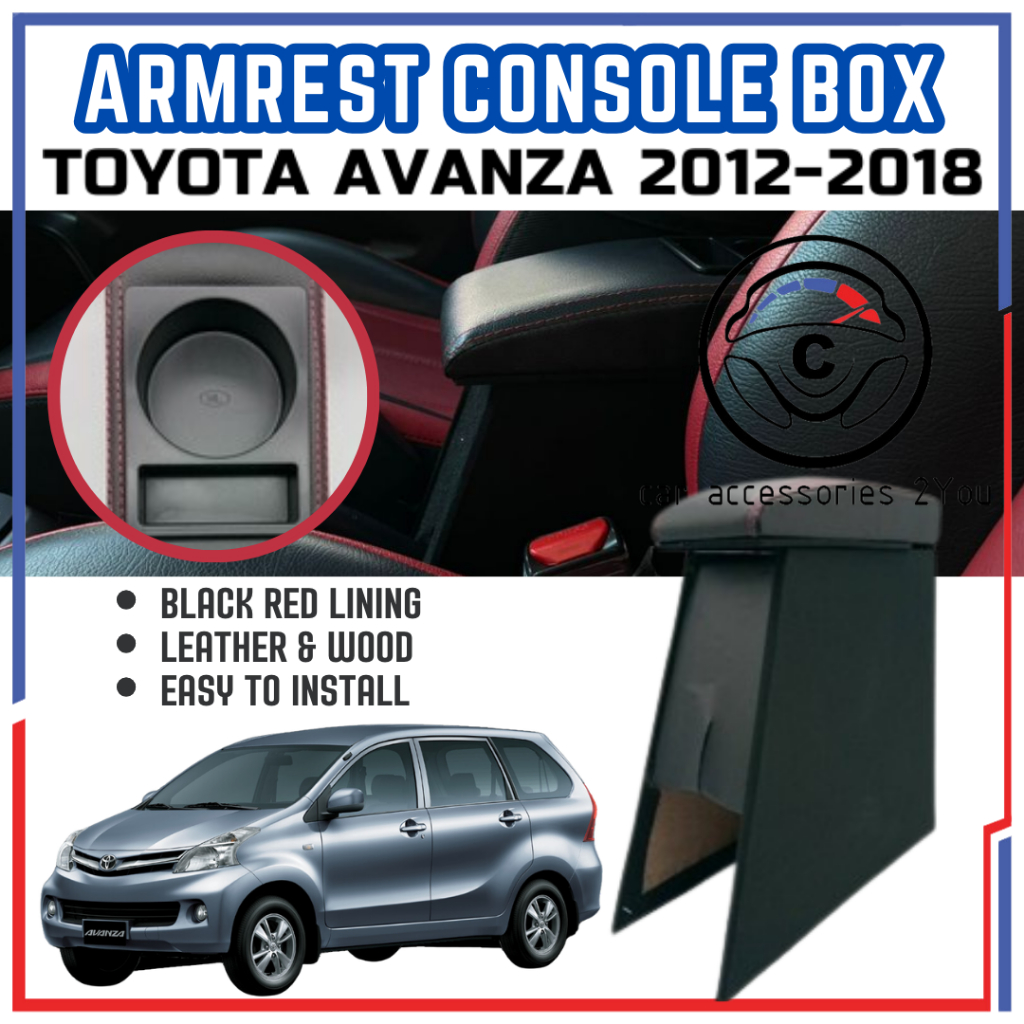 Toyota Avanza 2012- 2018 Armrest Console Box Red Lining With Cup Holder ...