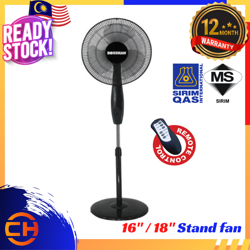 BOSSMAN 16" Stand Fan BRS161-DG With Remote Control SIRIM APPROVED ...