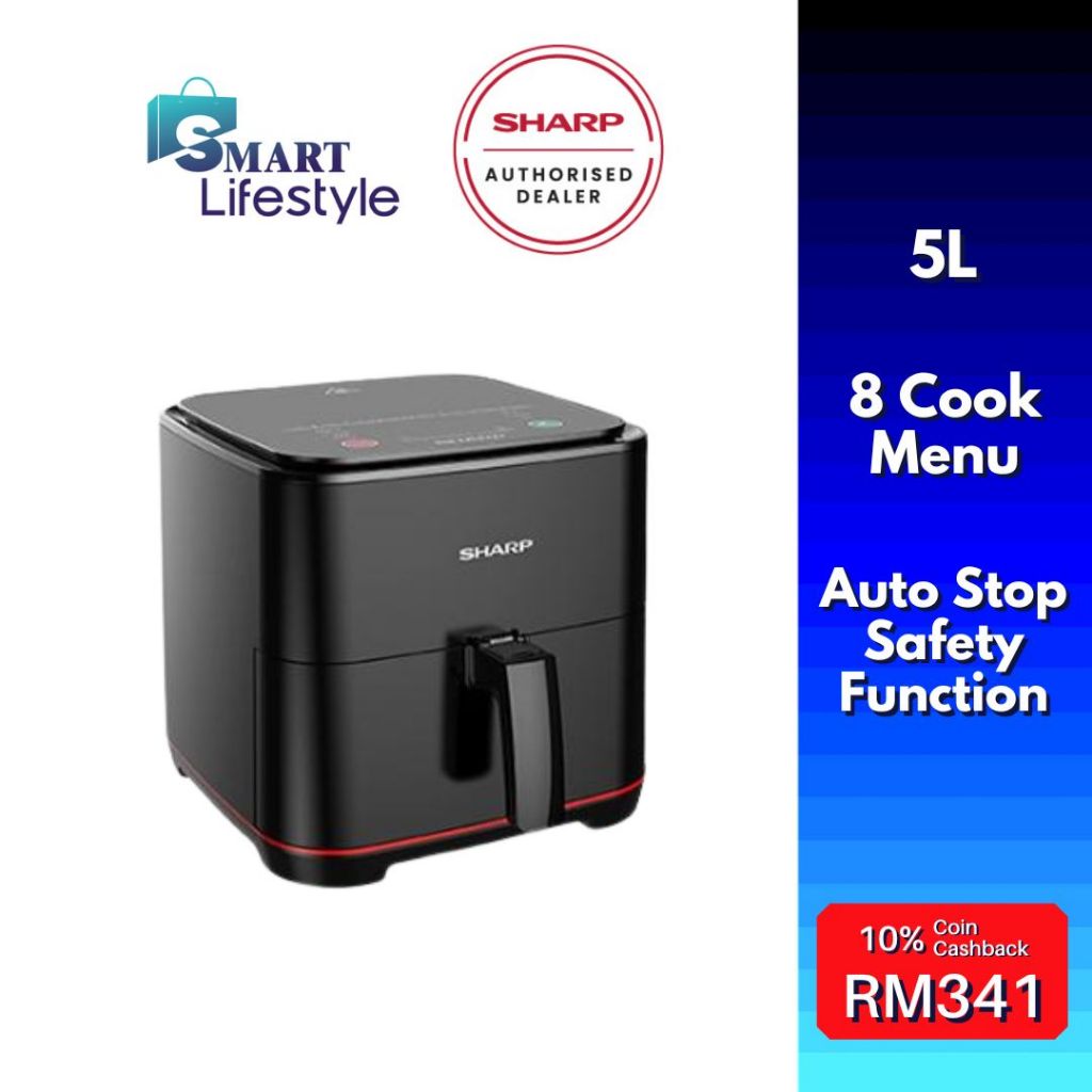 Sharp 1400W Air Fryer (5L) 8 Cook Menu KF-AF50MBK | Shopee Malaysia