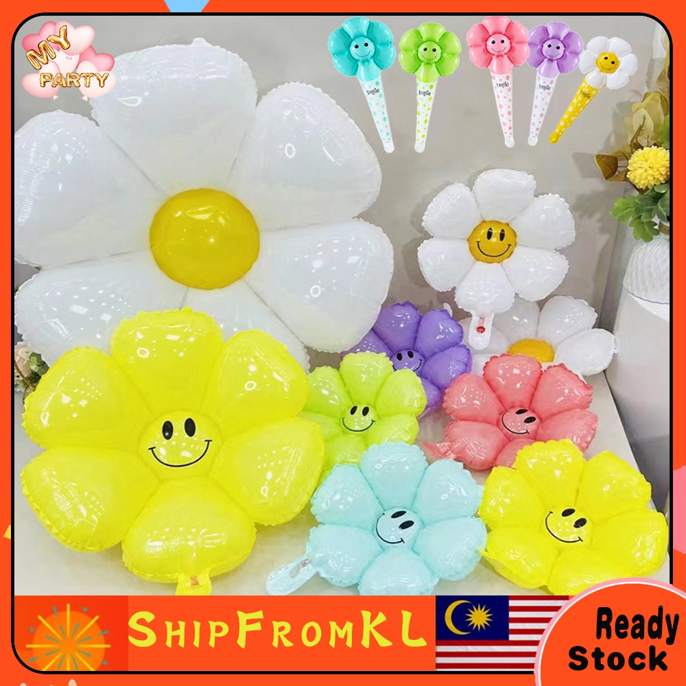 [ Ready Stock ] 4D Daisy Flower Foil Balloons Decoration for Birthday ...