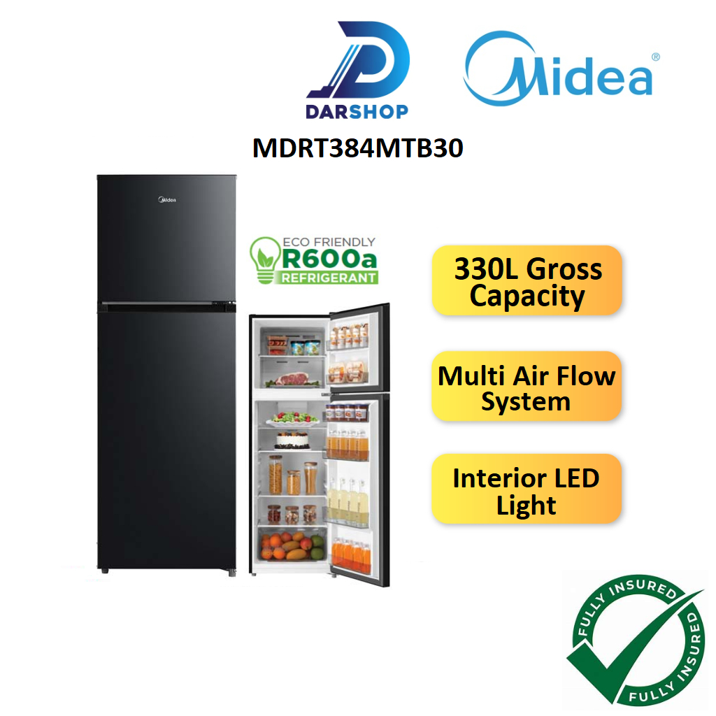 Midea Refrigerator 2 Door Inverter 330L Gross Fridge Peti Sejuk Peti ...
