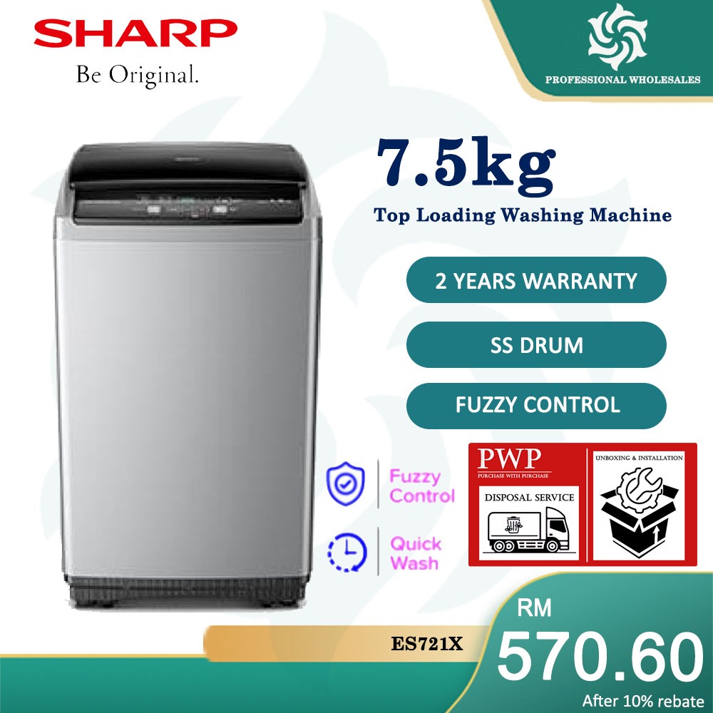 【LOWEST PRICE】SHARP 7.5KG/8.5KG/9.5KG/10.5KG/12.5KG/15.5KG/20KG FULLY AUTO WASHING MACHINE TOP ...