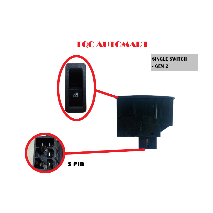 Proton Gen 2 Power Window Single Switch Sub Switch Passenger Side Suis ...