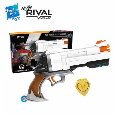 Nerf Overwatch McCree Rival Blaster with Die Cast Badge & 6 Overwatch ...