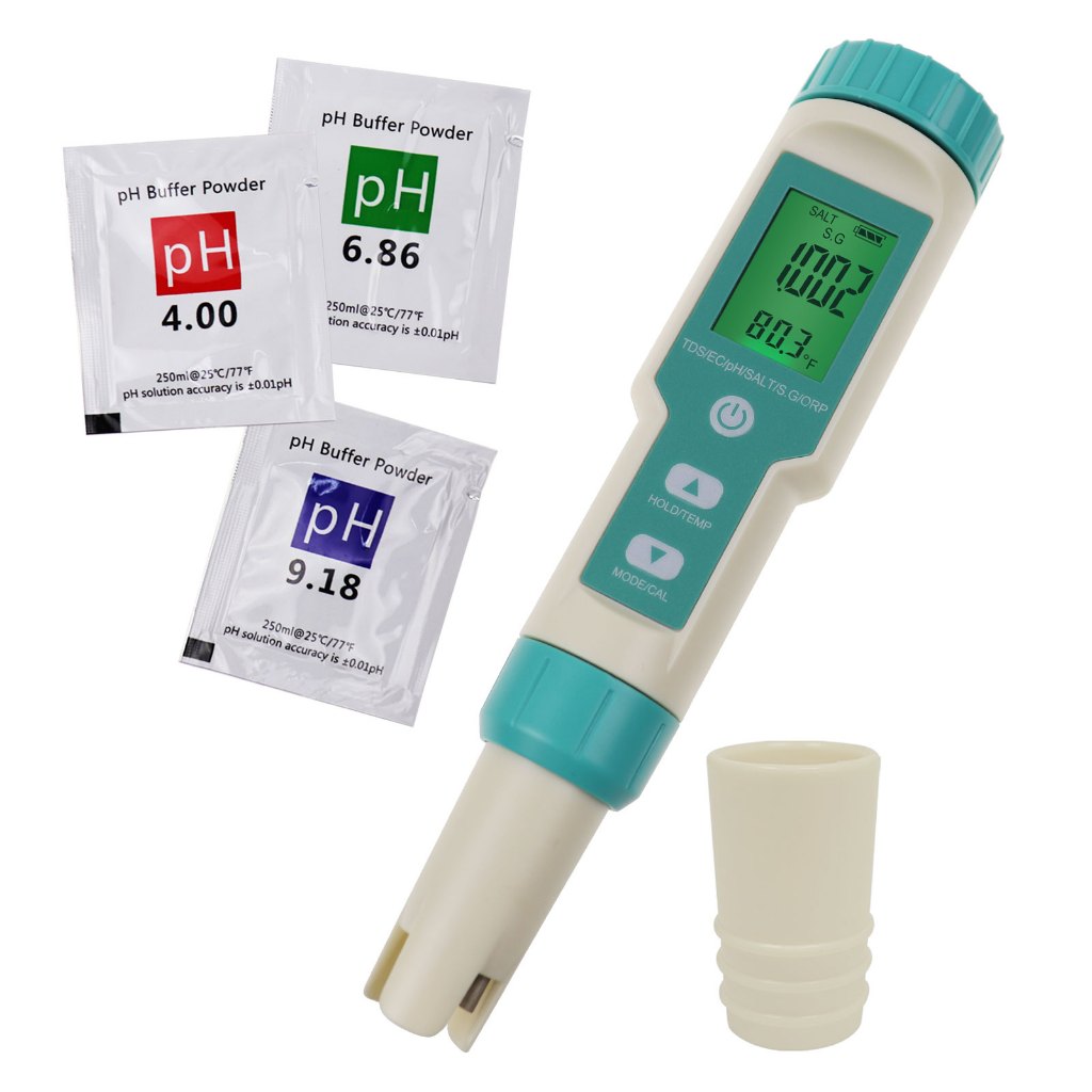 Digital Multi-parameter 7-in-1 Pentype Water Quality Tester PH / TDS ...