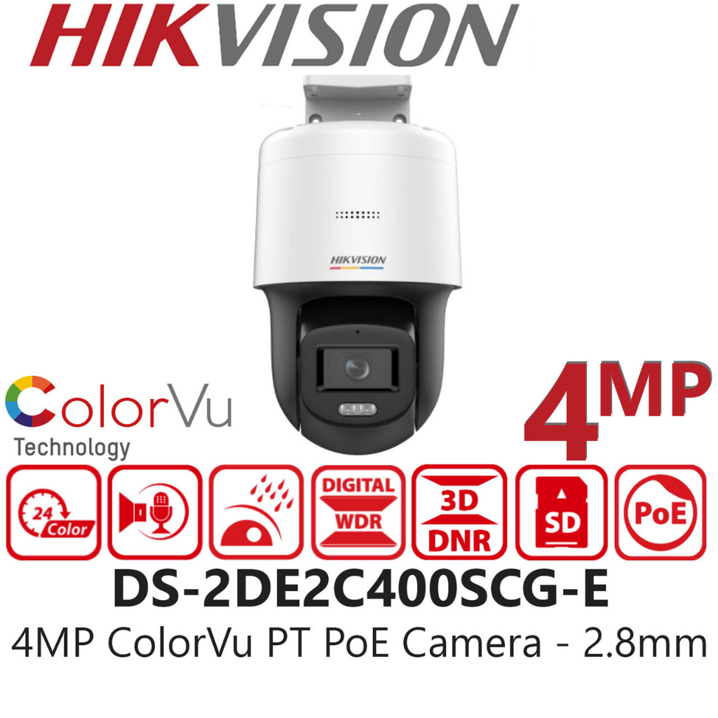 Hikvision DS-2DE2C400SCG-E (F0) 4MP ColorVu Mini PT Dome Network Camera ...