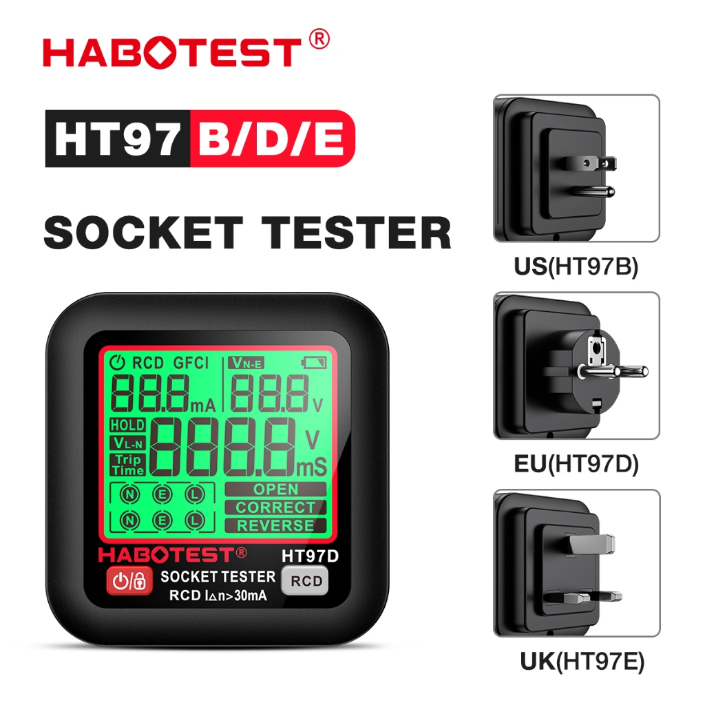 HABOTEST💥HT97E Digital Smart Socket Tester Multifunction Socket Voltage ...