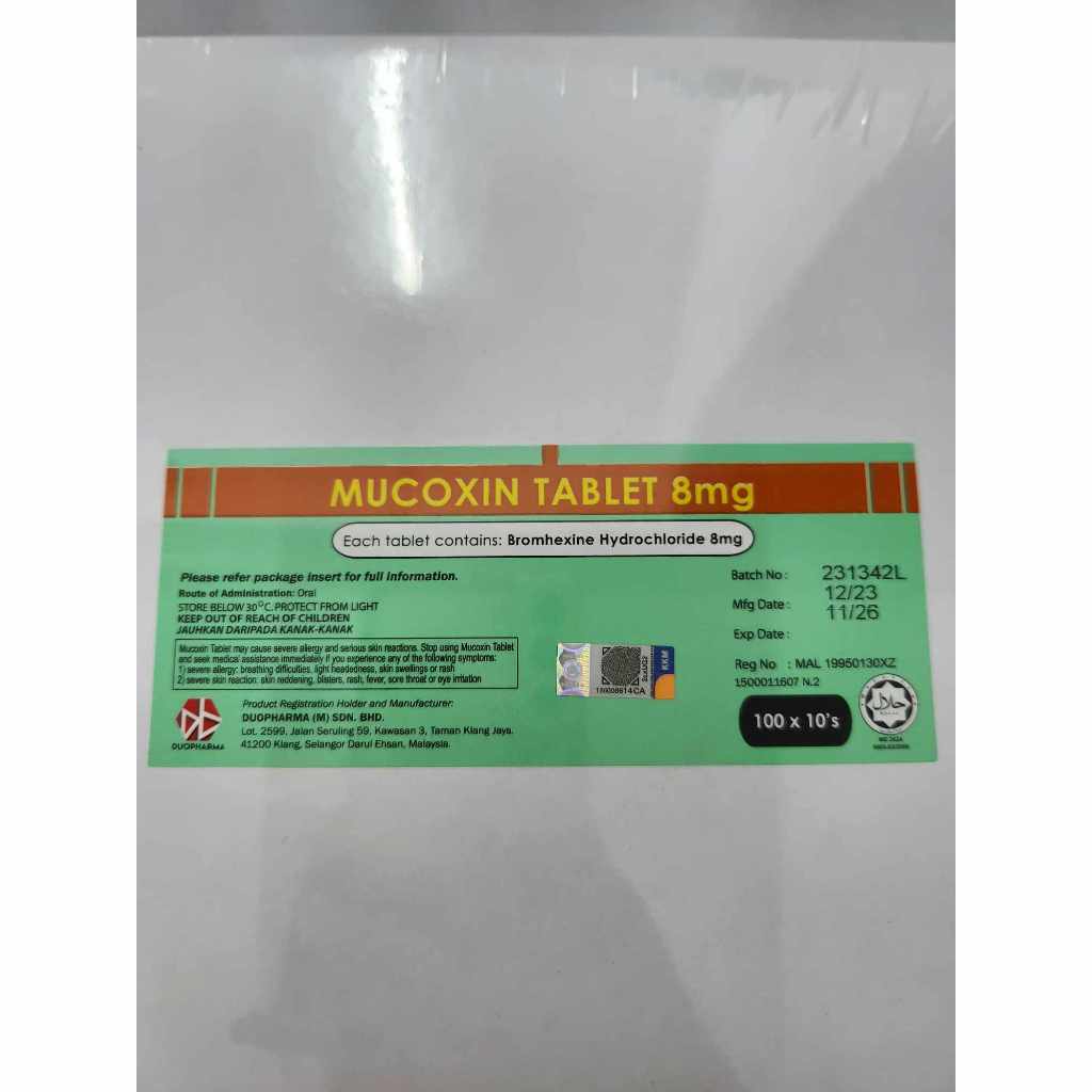 (100STP/BOX) Mucoxin Tablet 8mg | Shopee Malaysia