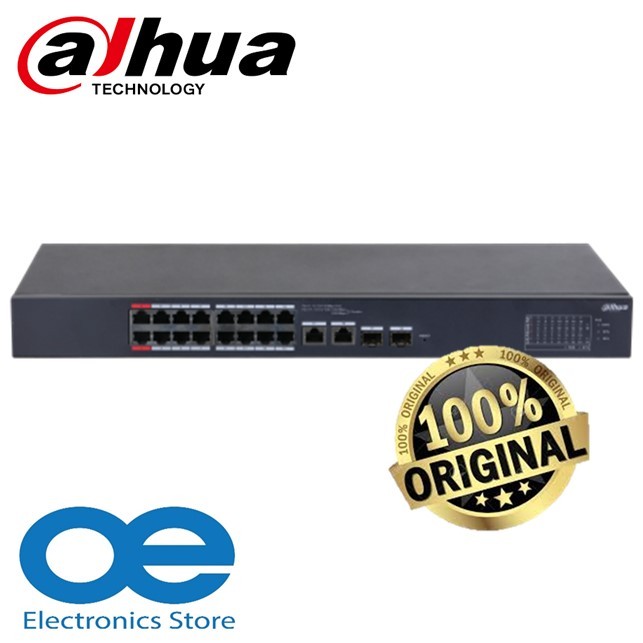DAHUA CS4218-16ET-135 Network 18 Port With 16 Port 10/100 Mbps PoE Cloud Managed Desktop Switch ...
