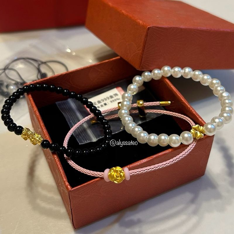 (PO) 999 Gold Beads & 18k Gold Necklace Set [0.10gram +/-] | Shopee ...