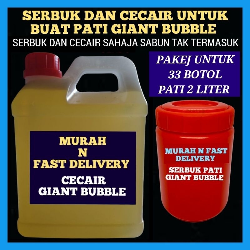 Serbuk Giant Bubble Dan Cecair Giant Bubble Untuk Buat Pati 2 Litre (33 ...