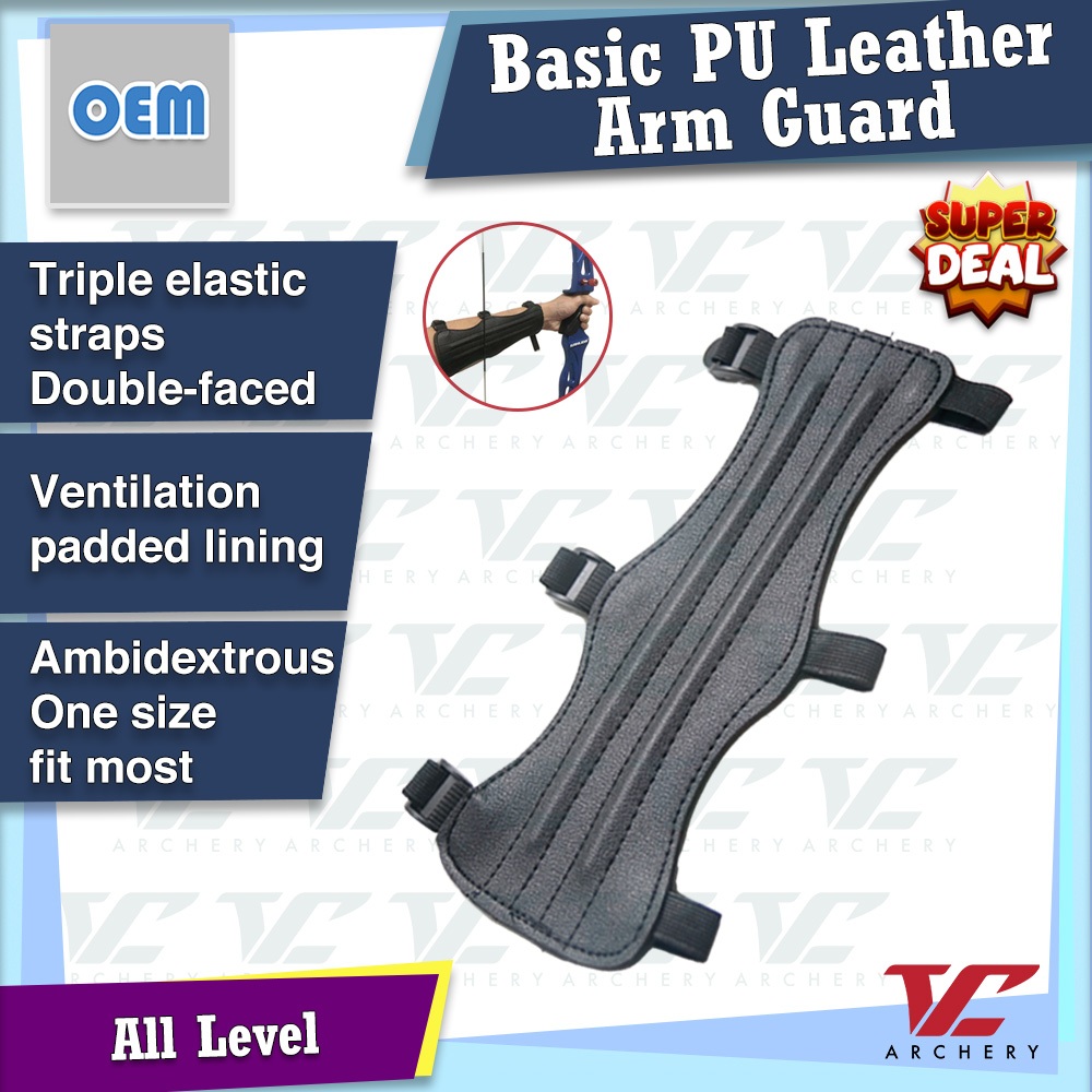 V Club Archery Basic PU Leather Arm Guard - Elastic Straps ...