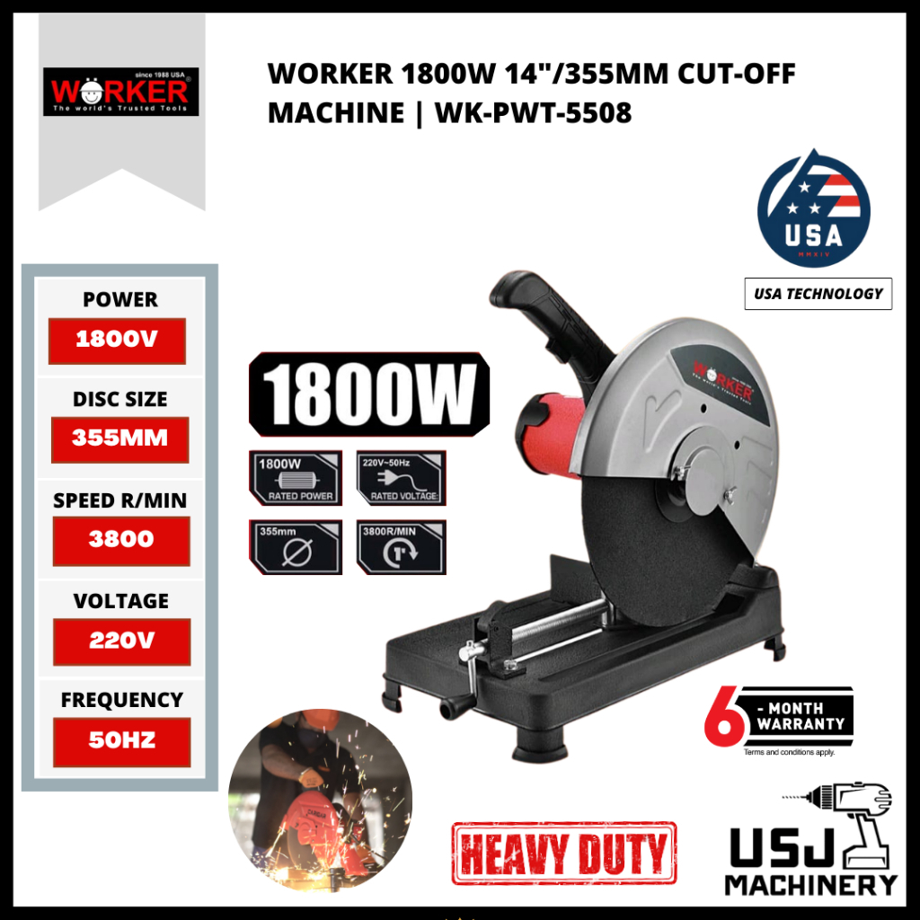 WORKER 1800W 14"/355MM Cut-Off Machine WK-PWT-5508 - Brand USA | 6 Months Warranty | Shopee Malaysia