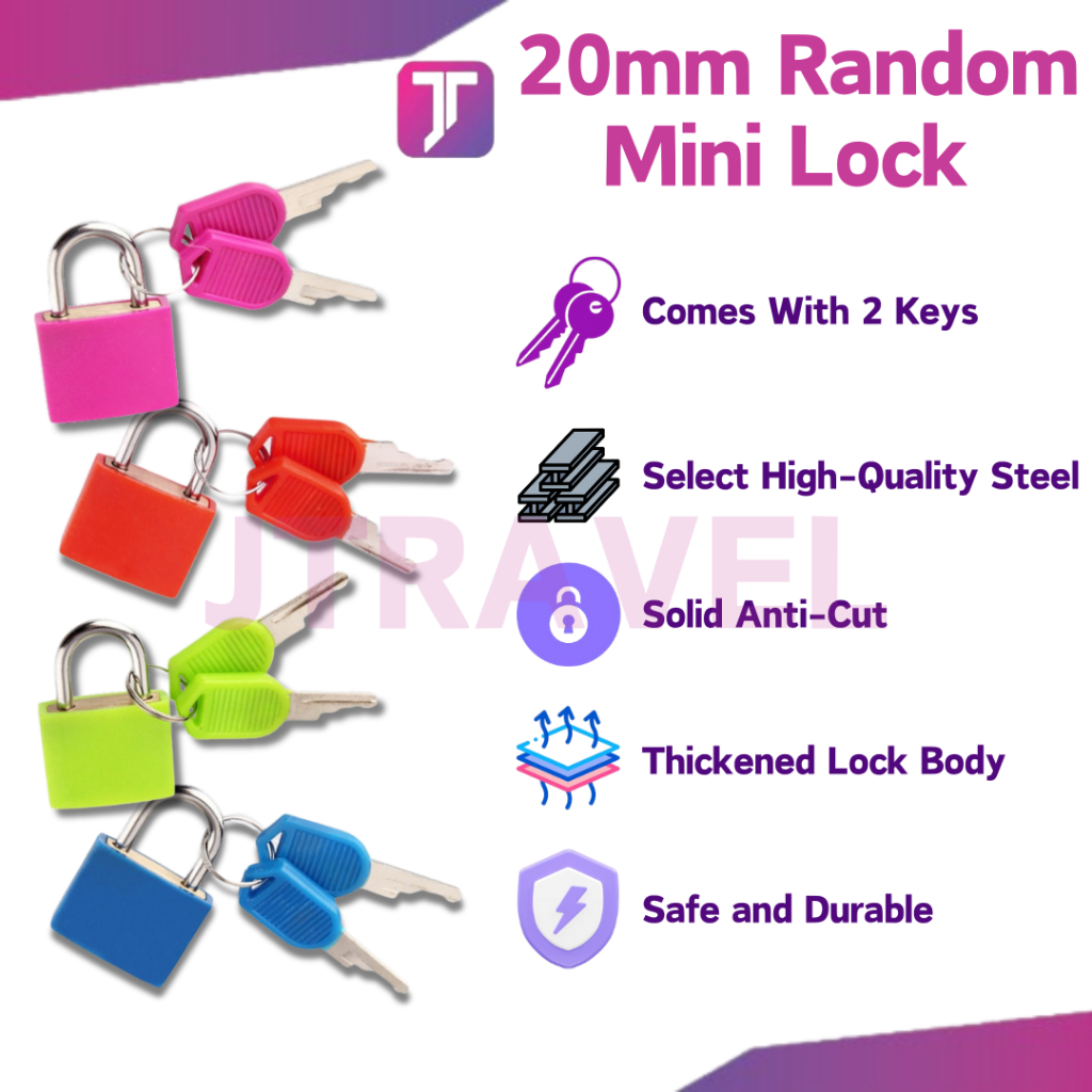 20mm Neon Colored Plastic Lock Coated Brass Padlock Travel Luggage ...