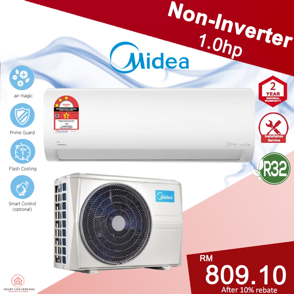 【NEW】Midea R32 1hp-2.5hp Air Cond Non inverter Air Conditioner 冷气机 MSGD Aircond Penyaman Udara ...